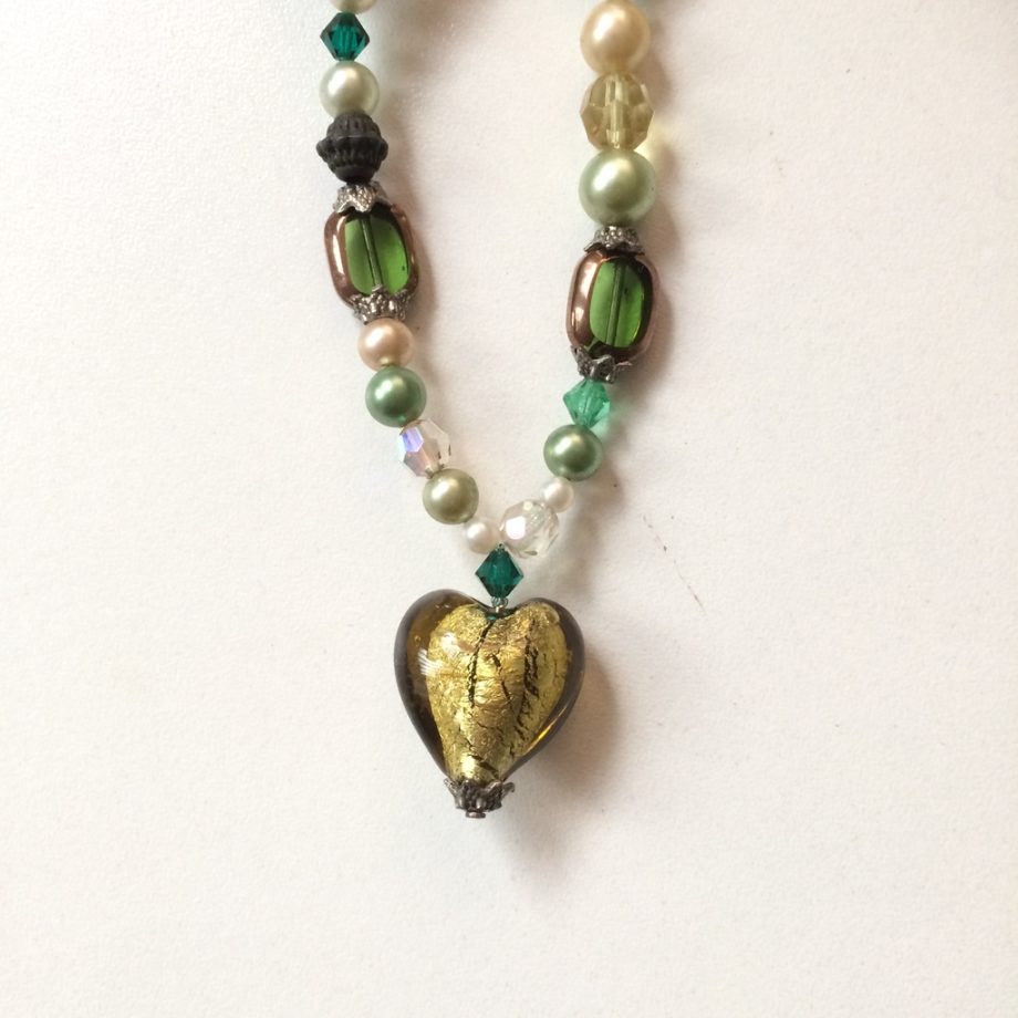 Collier Pendentif Coeur en perle de verre Murano - KIKINASU