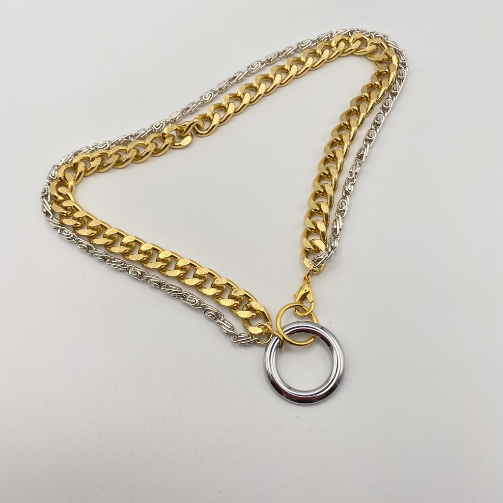 Collier multi-chaines gourmettes or et argent - KIKINASU