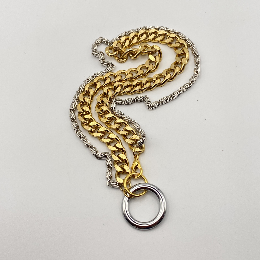 Collier multi-chaines gourmettes or et argent - KIKINASU