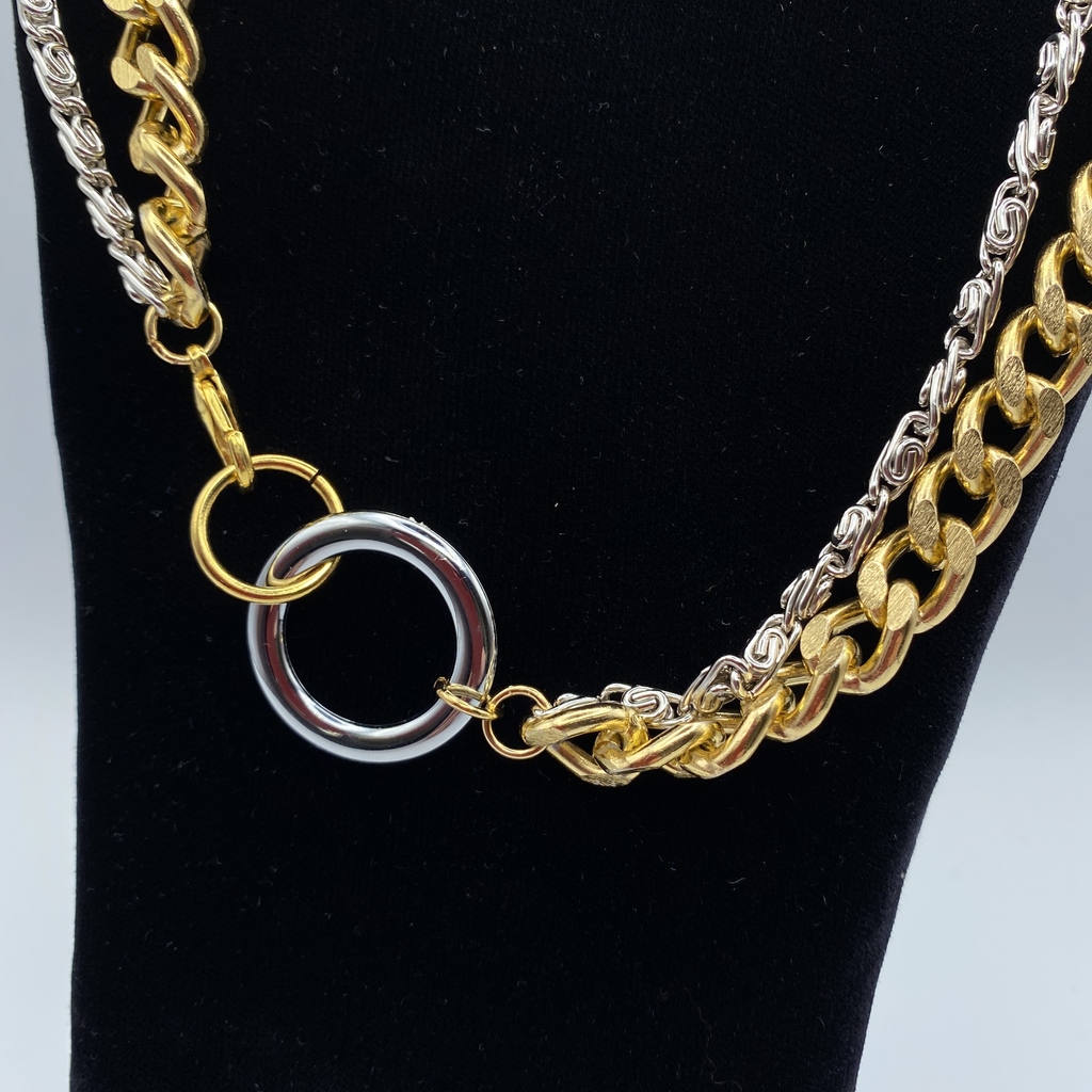 Collier multi-chaines gourmettes or et argent - KIKINASU